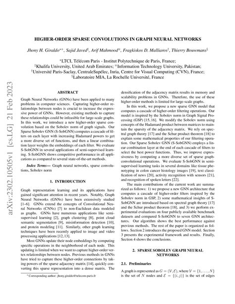 higher order sparse convolutions in graph neural networks deepai