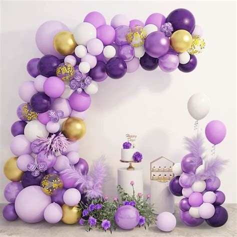 Arche Ballon Violet Or 128 Pièces Violet Ballon Guirlande Kit Ballons