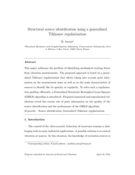 pdf structural source identification using a generalized tikhonov regularization