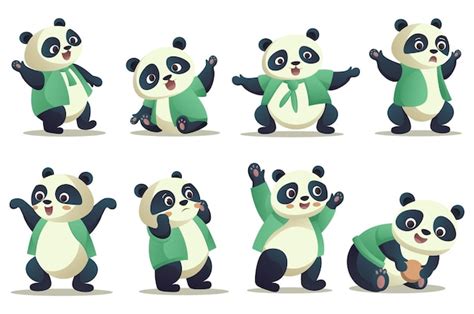 Lindo conjunto de panda esta ilustración es un conjunto de lindos