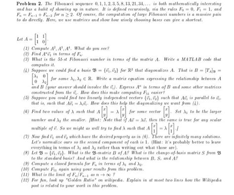 solved problem 2 the fibonacci sequence 0 1 1 2 3 5 8 13