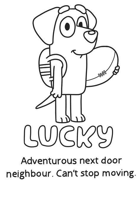 Lucky Colouring Page Bluey Etsy