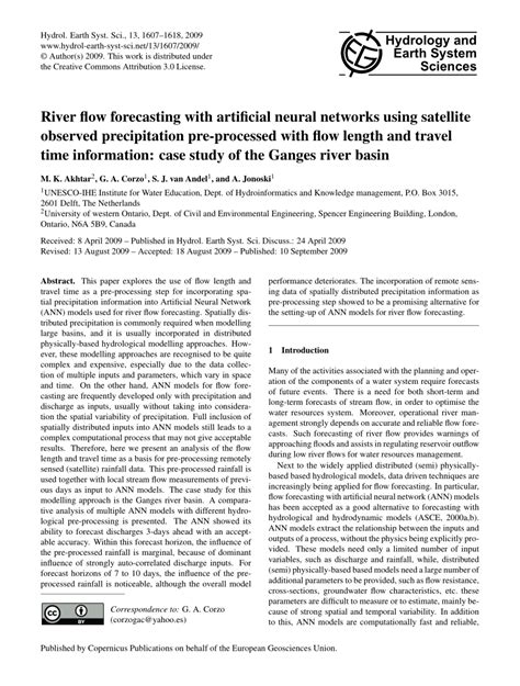 pdf river flow forecasting with artificial neural networks using satellite observed