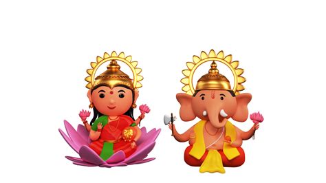 3D Rendering Of Hindu Mythological Lord Ganesha And Lakshmi 23750904 PNG