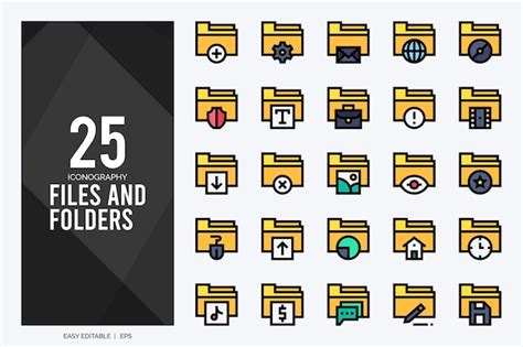 Premium Vector 25 Files And Folders Lineal Color Icon Pack Vector