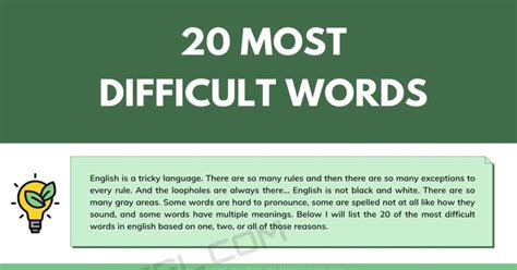 Most Difficult Words In The English Language Esl