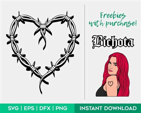 Karol G Heart Svg Eps Dfx Png Bichota Barb Wire Clipart Cricut Etsy