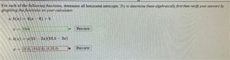 solved for each of the following functions determine all