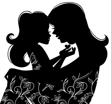 Descargar Hermosa silueta madre con su hija Ilustración de stock