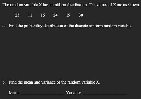 solved the random variable x has a uniform distribution the