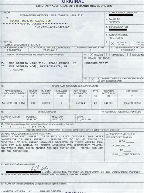 Usmc Tad Orders Template
