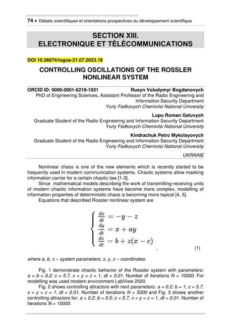 pdf controlling oscillations of the rossler nonlinear system