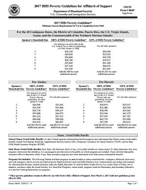 Fillable Online 2017 HHS Poverty Guidelines For Affidavit Of Support