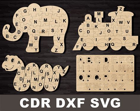 Alphabet Puzzle Svg Laser Cut Files Alphabet Letters Etsy France The