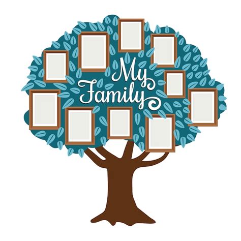 Árbol genealógico con marco de fotos aislado en blanco Vector Premium