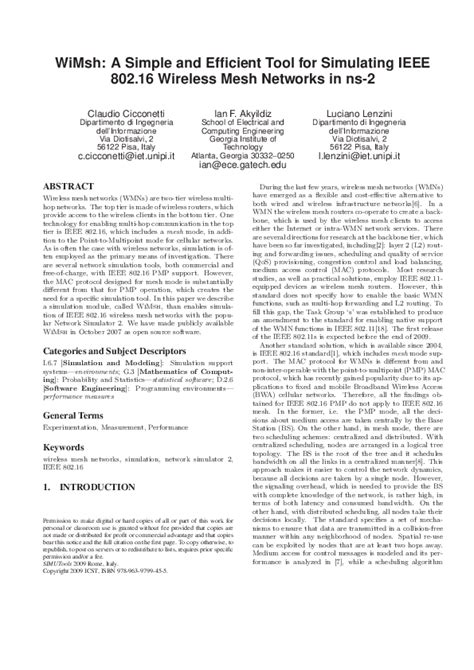 pdf wimsh a simple and efficient tool for simulating ieee 802 16 wireless mesh networks in ns