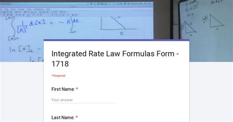 Integrated Rate Law Formulas Form 1718