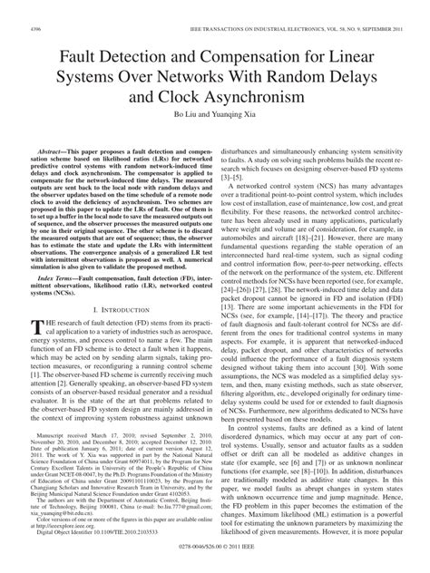 pdf fault detection and compensation for linear systems over networks with random delays and