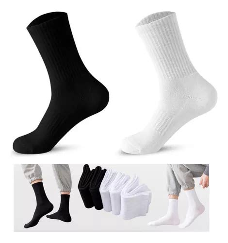 Kit 12 Pares Meia Cano Alto Lisa Adulto Unissex Atacado Parcelamento