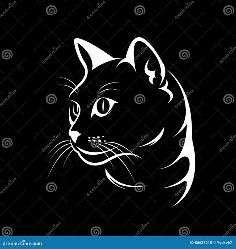 Vector De Un Diseño De La Cara Del Gato En Fondo Negro Ilustración del