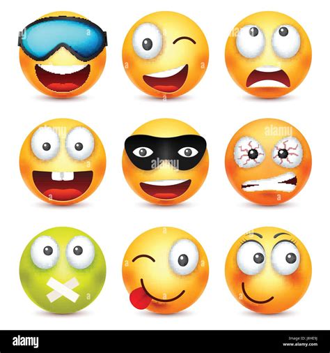 Smiley Con Gafas Sonriendo Enojado Triste Emoticon Feliz Cara Amarilla