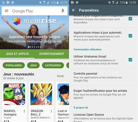 Google Play Store des recommandations à partir de vos messages Gmail