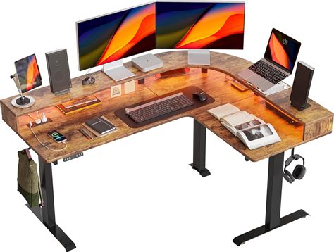 FEZIBO Triple Motor L Shaped Standing Desk With LED India Ubuy