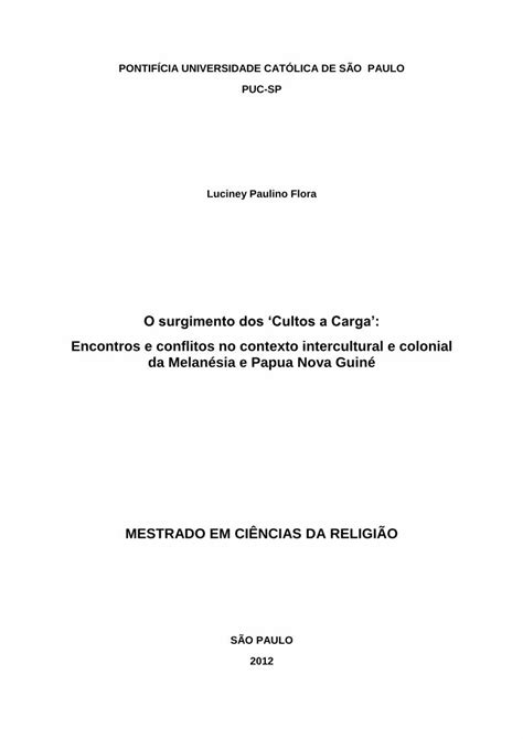 PDF O Surgimento Dos Cultos A Carga Paulino Flora Pdf Minha Ordem