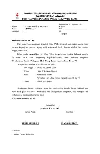 Undangan Penutupan Phbn Hut Ri PDF