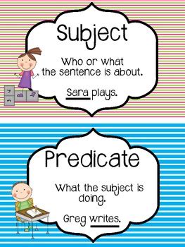 Subject And Predicate Mini Poster By Teaching Perks TPT