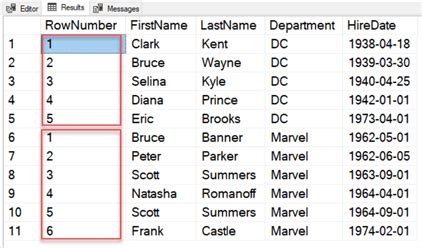 SQL Server ROW NUMBER Ranking Function That Returns A Row Rank Value