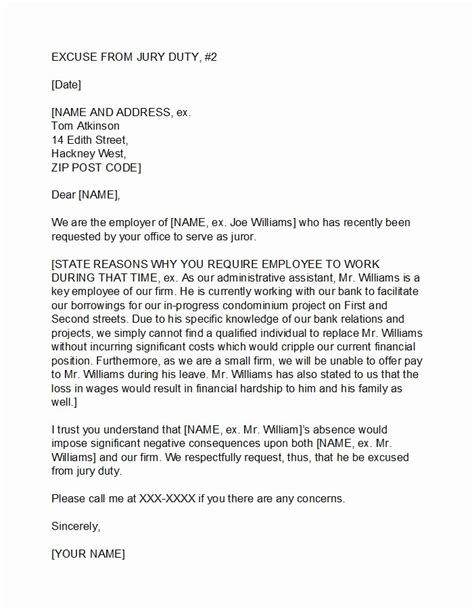 Jury Duty Excuse Letter Template
