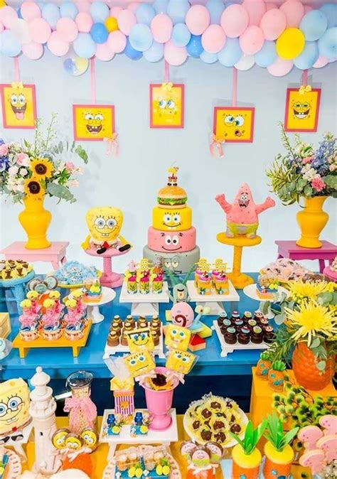 Festa Bob Esponja O Que Servir Personagens e 40 Fotos de Decoração