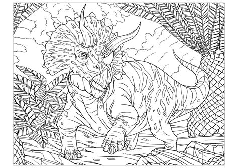 Triceratops Dinosaur Coloring Pages For Adults