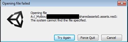 Unity Fatal Error Sharedassets0 Assets ResS Unity Forum
