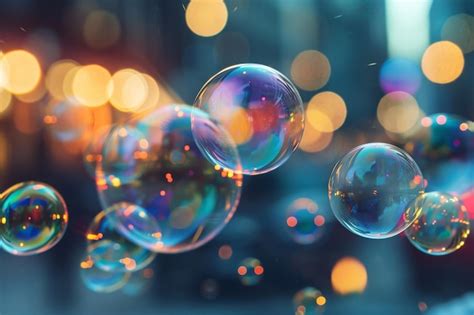 Premium Photo Several Transparent Bubbles Float In The Air Creating A