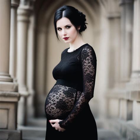 Pregnant Woman Well Endowed Bare Midriff Goth Bl