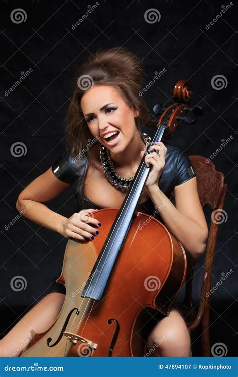 Beautiful Female Musician Playing A Cello Stock Image Image Of