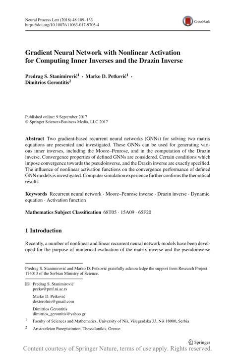 gradient neural network with nonlinear activation for computing inner