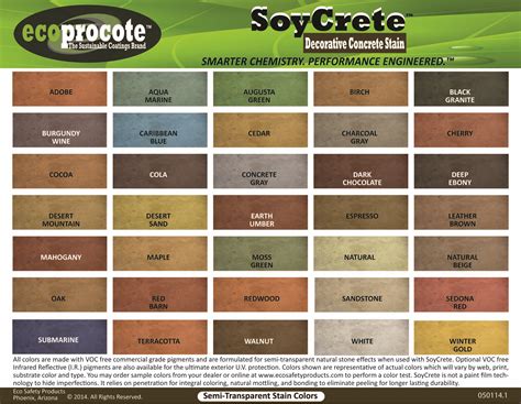 Exterior Concrete Stain Color Chart