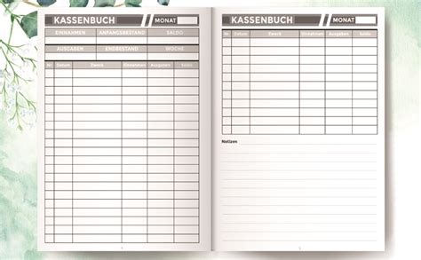 Kassenbuch Einnahmen und Ausgaben Buch A5 für einfache Buchhaltung