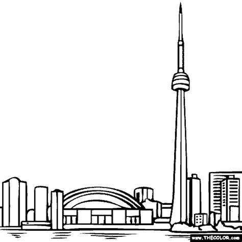100 Free Coloring Page Of CN Tower In Toronto Ontario Canada Color