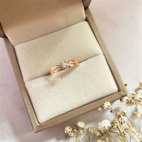 Anillo Compromiso En Oro K Y Diamante Heaven Platino Per