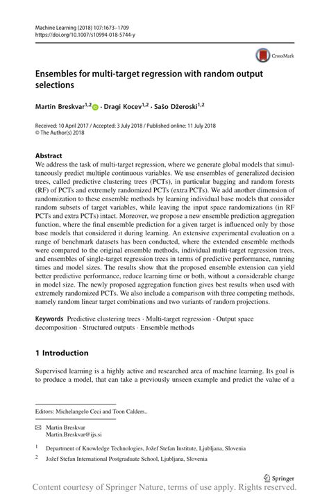 ensembles for multi target regression with random output selections request pdf