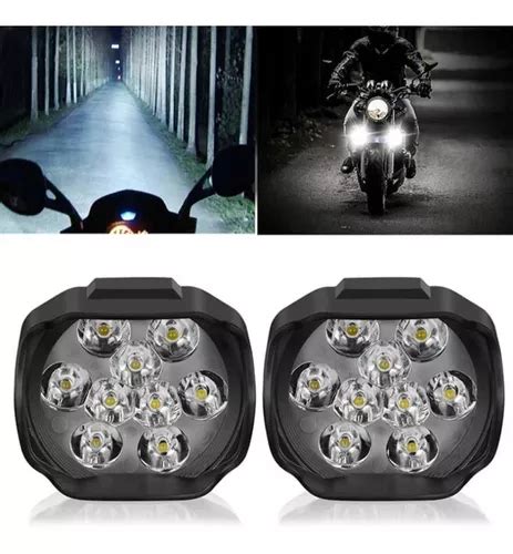 Par De Faros Led Con Luces Fijas Auto Moto 9 Hiper Led Meses sin interés