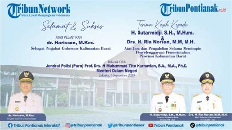 Selamat Sukses Atas Pelantikan Pj Gubernur Kalbar Harisson