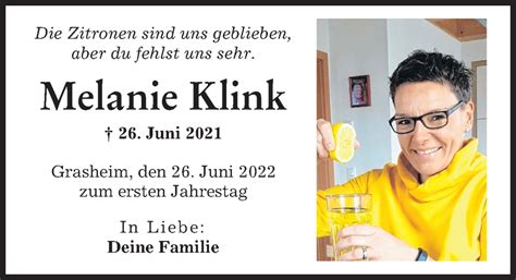 Traueranzeigen von Melanie Klink Allgäuer Zeitung