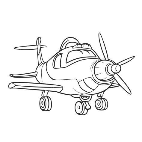 Petit Avion Avec H Lices Coloriages Contour Croquis Dessin Vecteur Png