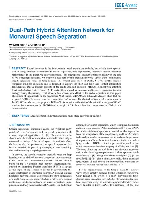 pdf dual path hybrid attention network for monaural speech separation