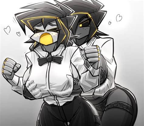 Rule 34 Albry Zzzhodazzz Big Breasts Bow Bowtie Breast Grab Breasts Floating Heart Kyurby